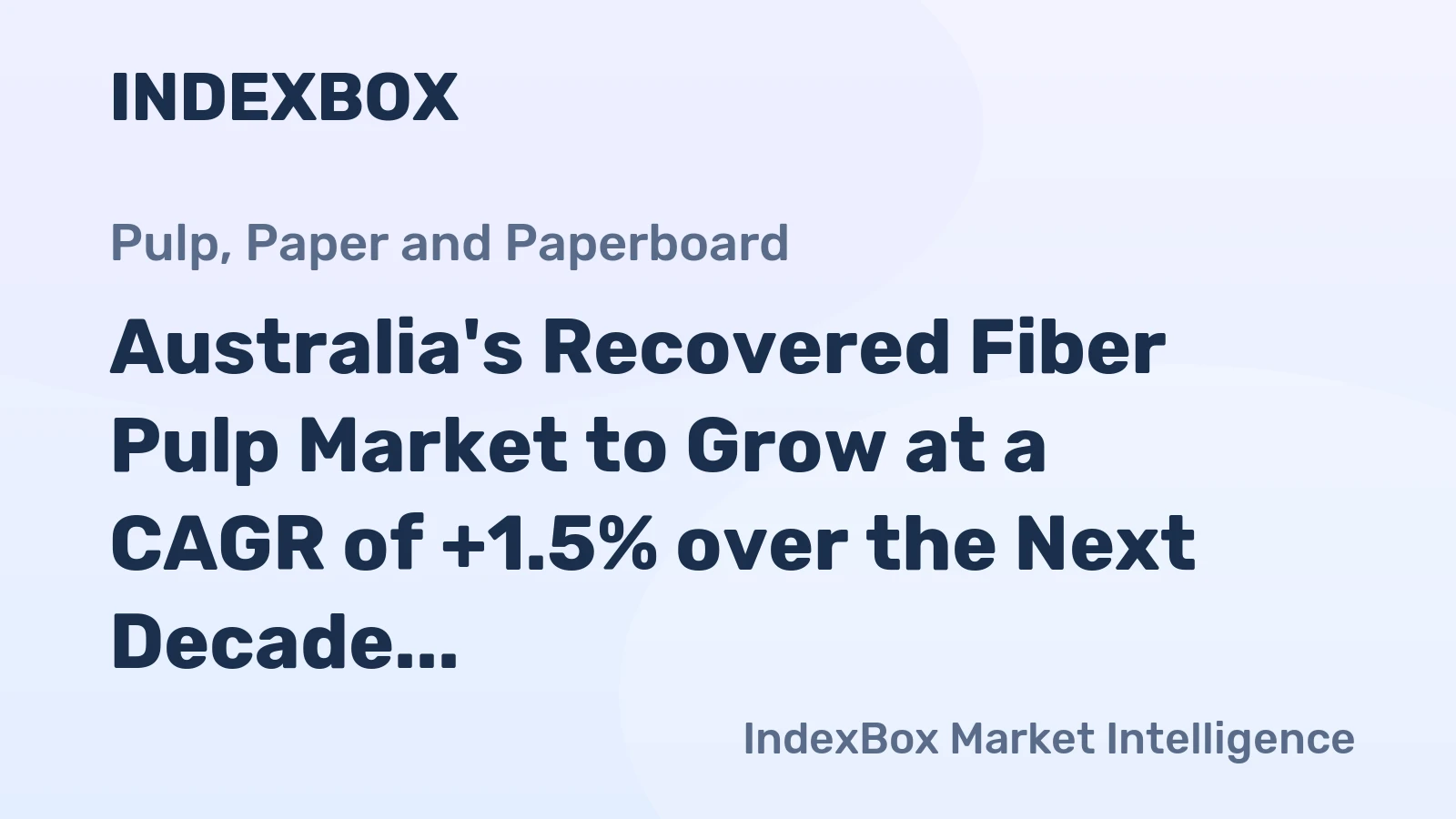 Australia's Recovered Fiber Pulp Market to Grow at a CAGR of +1.5% over the Next Decade