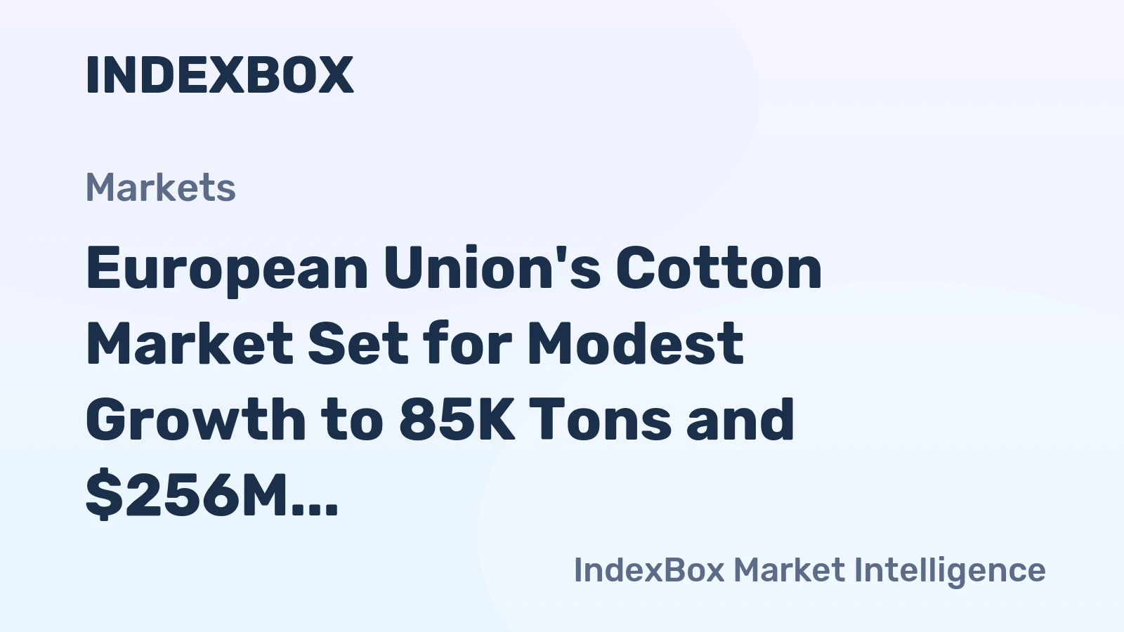 European Union's Cotton Market Set for Modest Growth to 85K Tons and $256M
