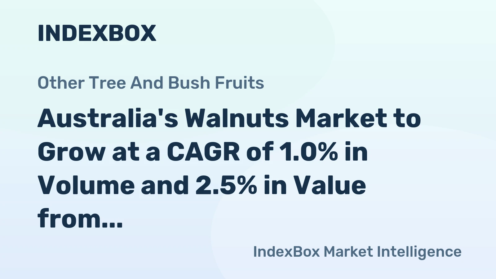 Australia's Walnuts Market to Grow at a CAGR of 1.0% in Volume and 2.5% in Value from 2024 to 2035