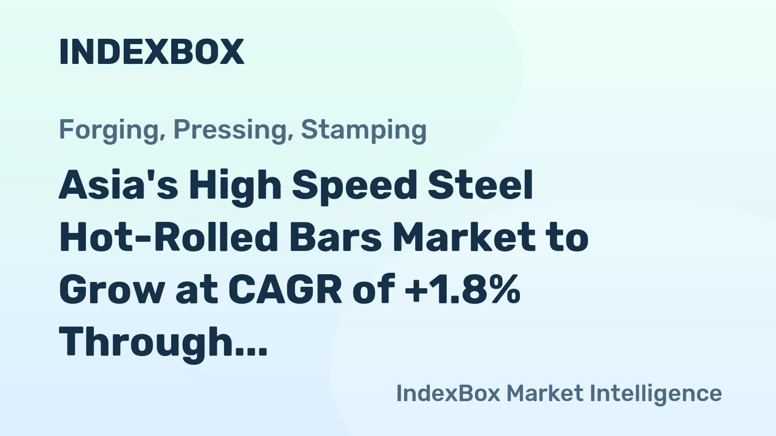 Asia's High Speed Steel Hot-Rolled Bars Market to Grow at CAGR of +1.8% Through 2035, Reaching $179.9B in Value