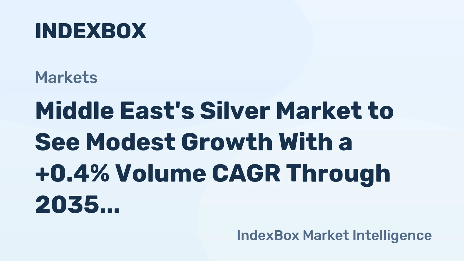 Middle East's Silver Market to See Modest Growth With a +0.4% Volume CAGR Through 2035