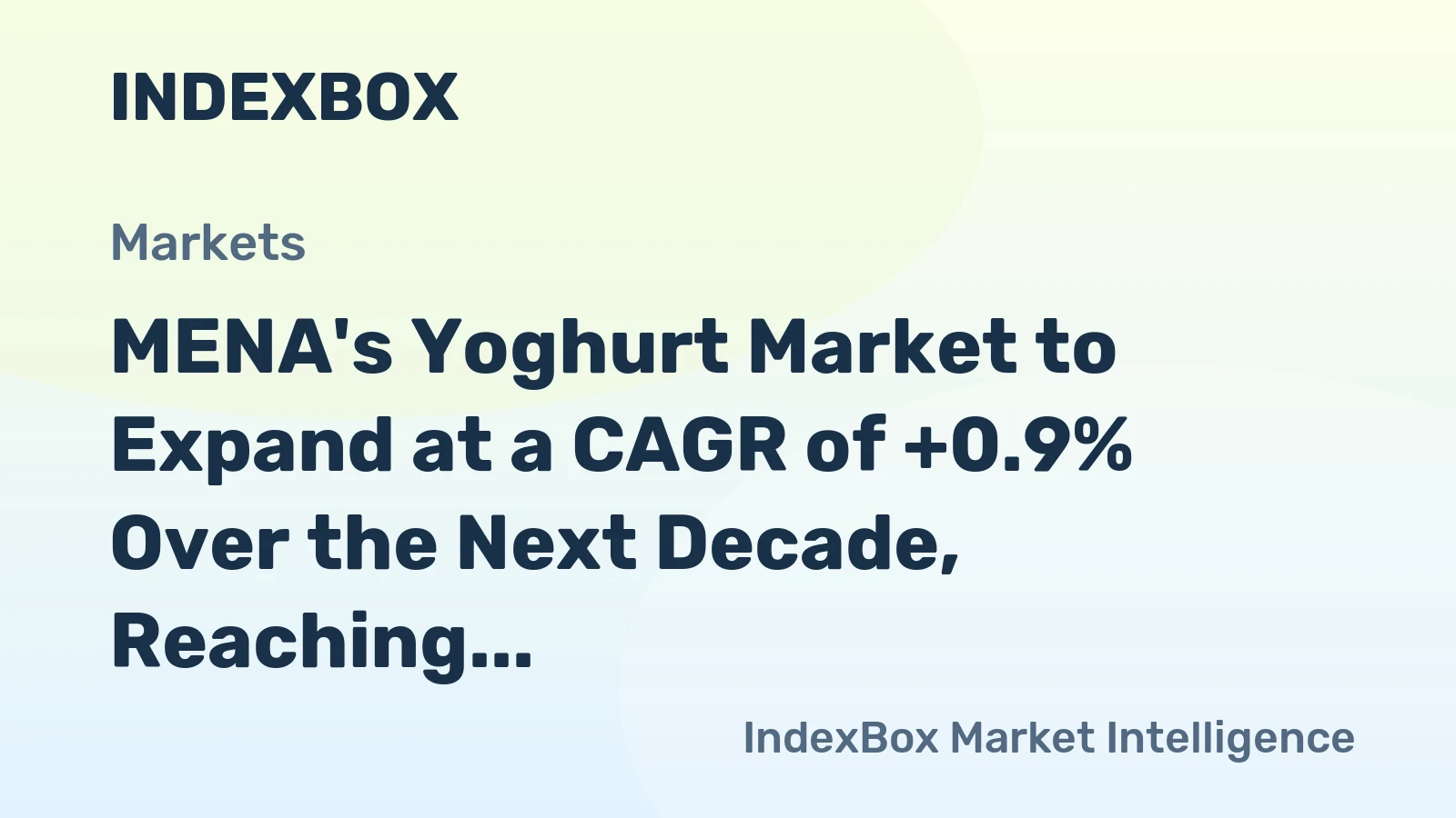 MENA's Yoghurt Market to Expand at a CAGR of +0.9% Over the Next Decade, Reaching 3.5M Tons by 2035