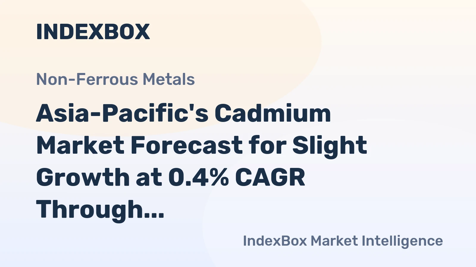 Asia-Pacific's Cadmium Market Forecast for Slight Growth at 0.4% CAGR Through 2035