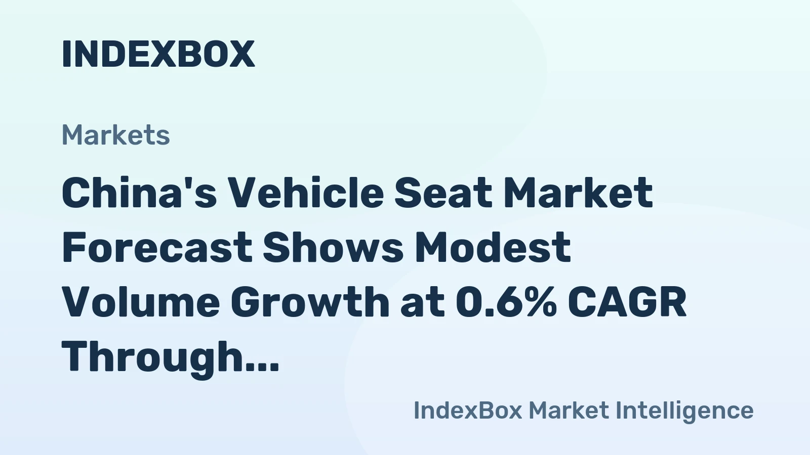China's Vehicle Seat Market Forecast Shows Modest Volume Growth at 0.6% CAGR Through 2035