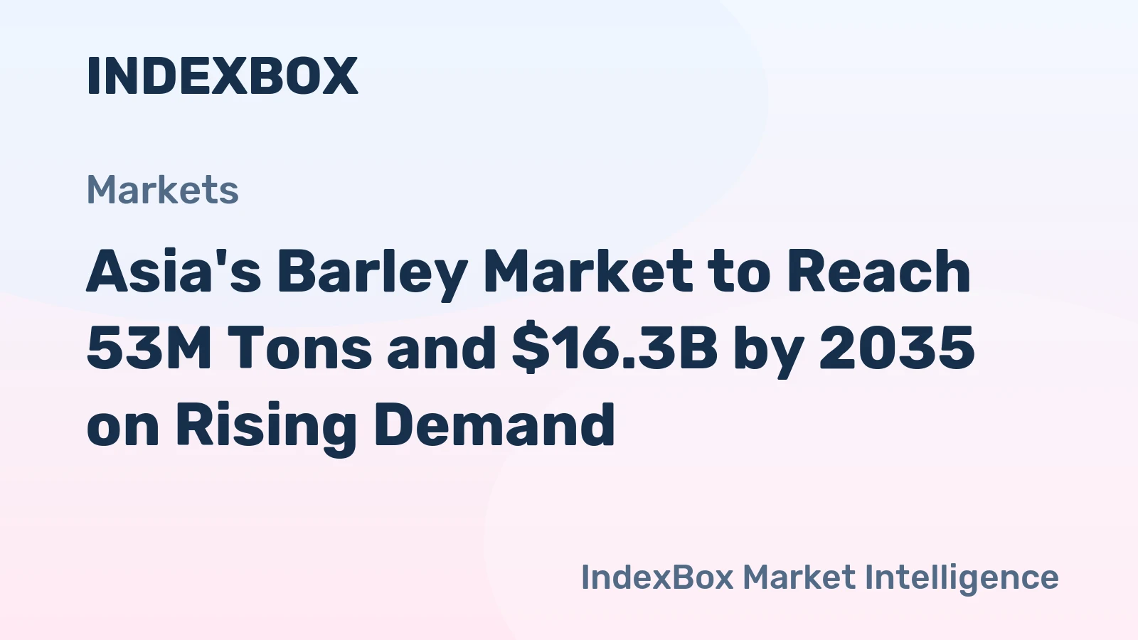 Asia's Barley Market to Reach 53M Tons and $16.3B by 2035 on Rising Demand