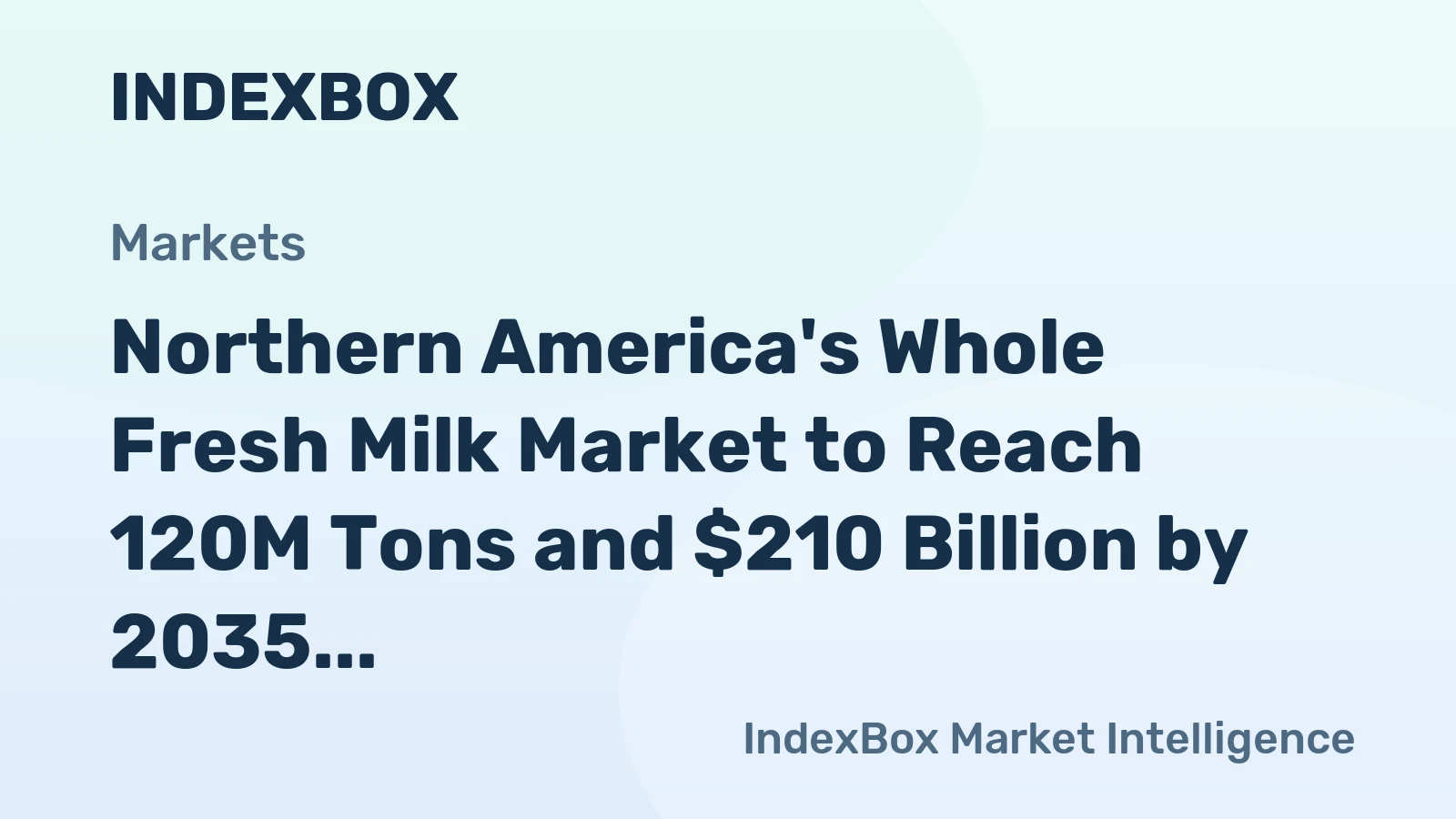 Northern America's Whole Fresh Milk Market to Reach 120M Tons and $210 Billion by 2035