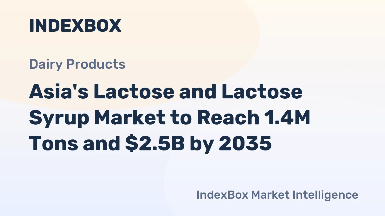 Asia's Lactose and Lactose Syrup Market to Reach 1.4M Tons and $2.5B by 2035