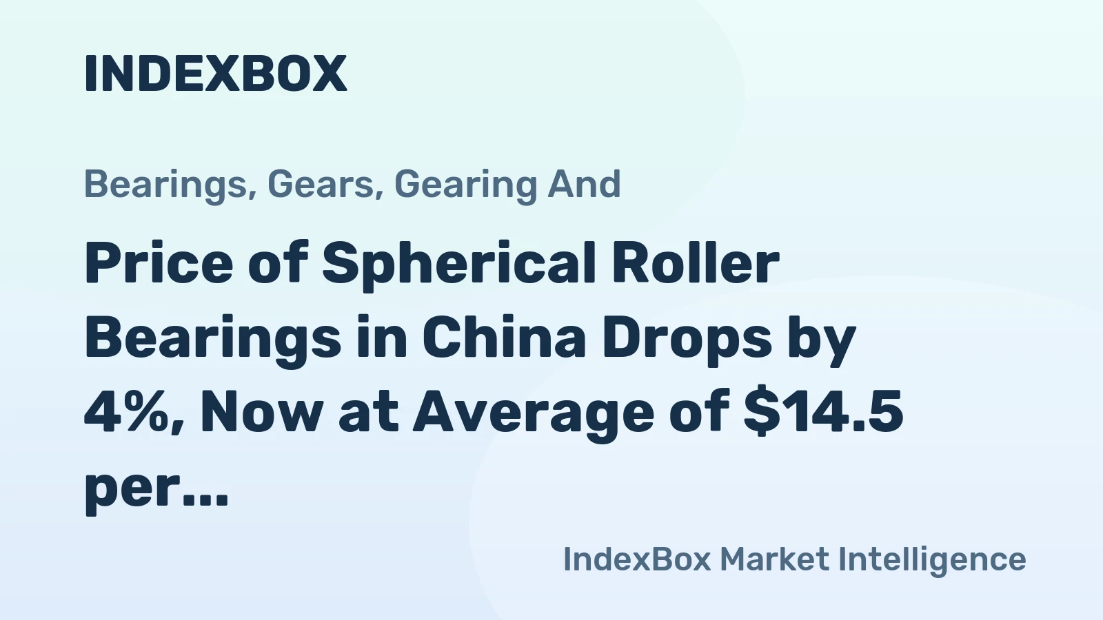 Price of Spherical Roller Bearings in China Drops by 4%, Now at Average of $14.5 per kg