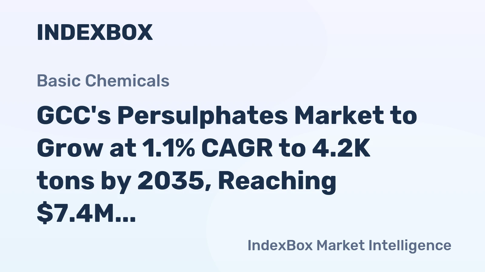 GCC's Persulphates Market to Grow at 1.1% CAGR to 4.2K tons by 2035, Reaching $7.4M in Value