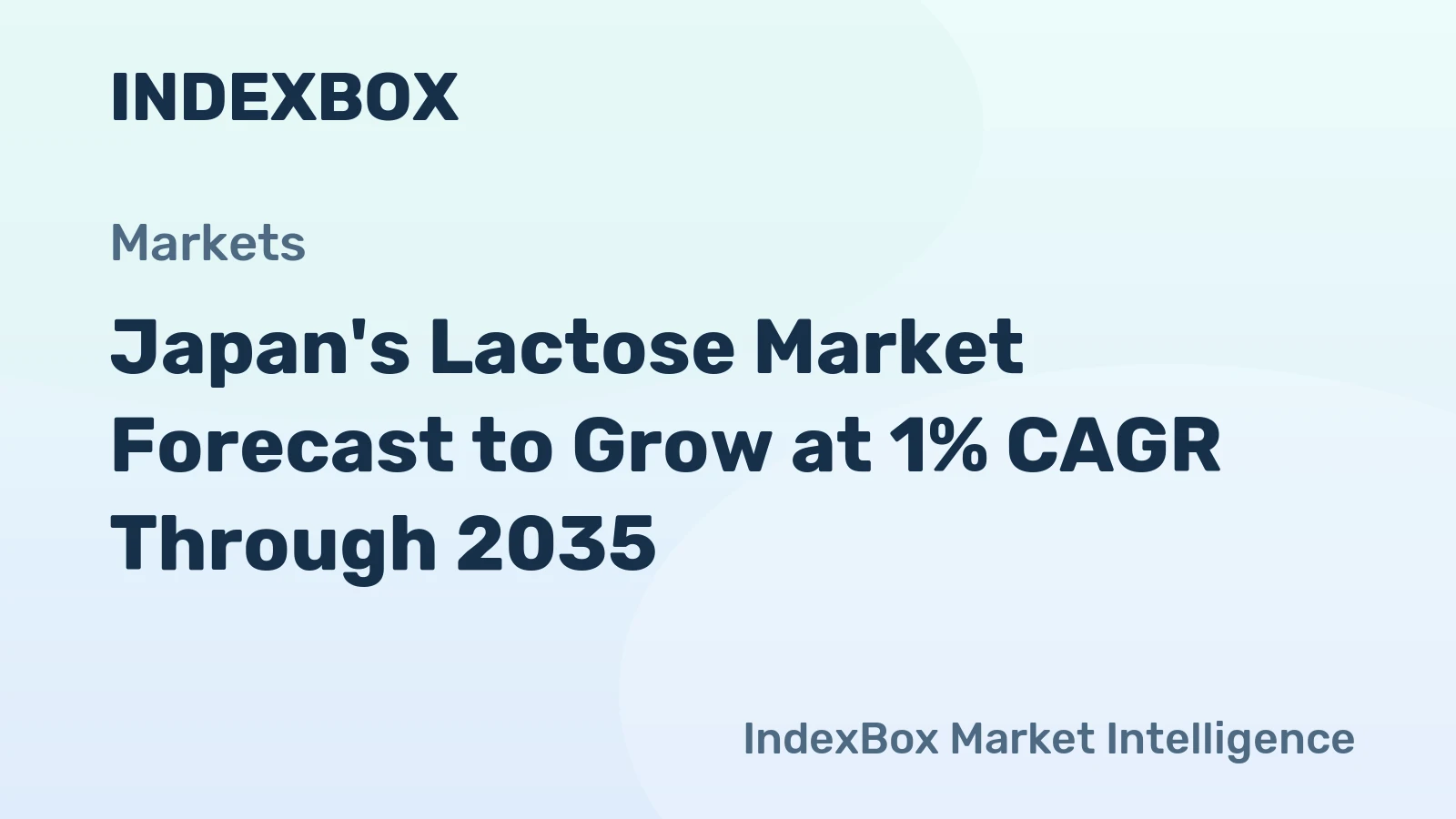 Japan's Lactose Market Forecast to Grow at 1% CAGR Through 2035