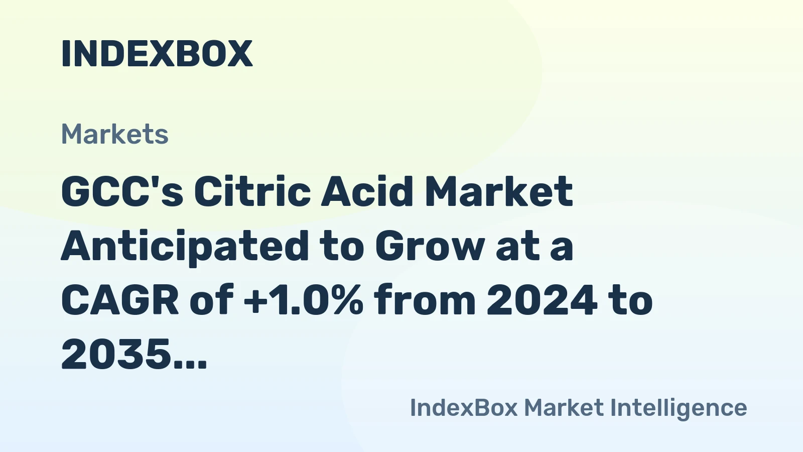 GCC's Citric Acid Market Anticipated to Grow at a CAGR of +1.0% from 2024 to 2035, Reaching 28K tons by 2035