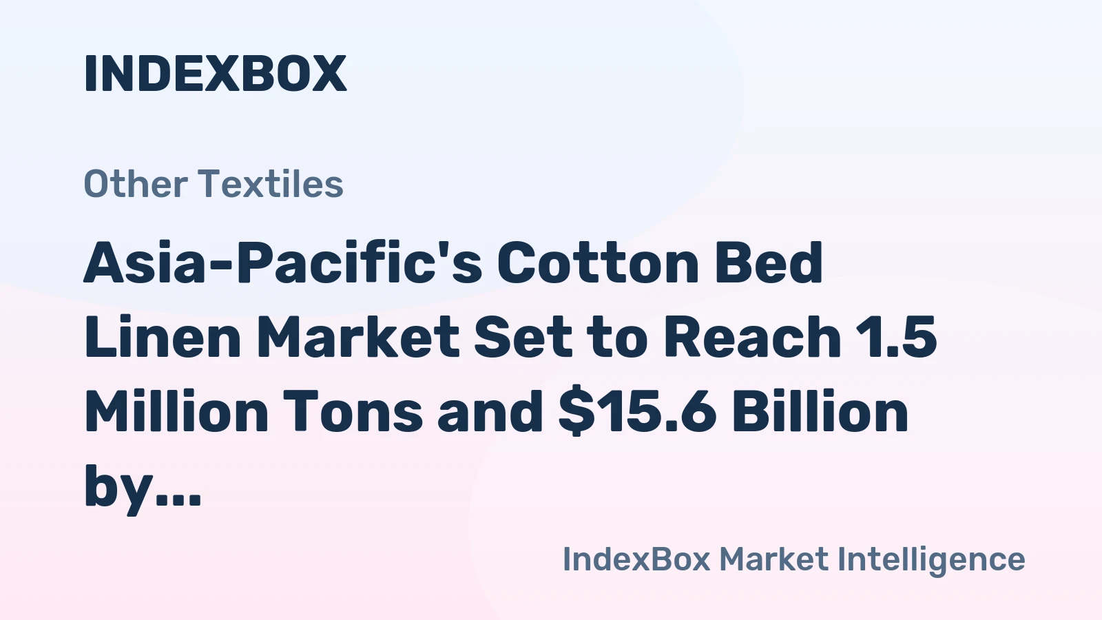 Asia-Pacific's Cotton Bed Linen Market Set to Reach 1.5 Million Tons and $15.6 Billion by 2035
