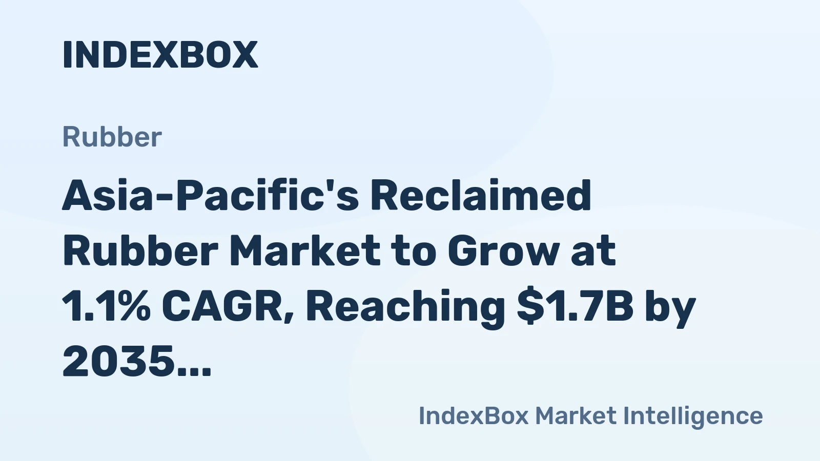 Asia-Pacific's Reclaimed Rubber Market to Grow at 1.1% CAGR, Reaching $1.7B by 2035