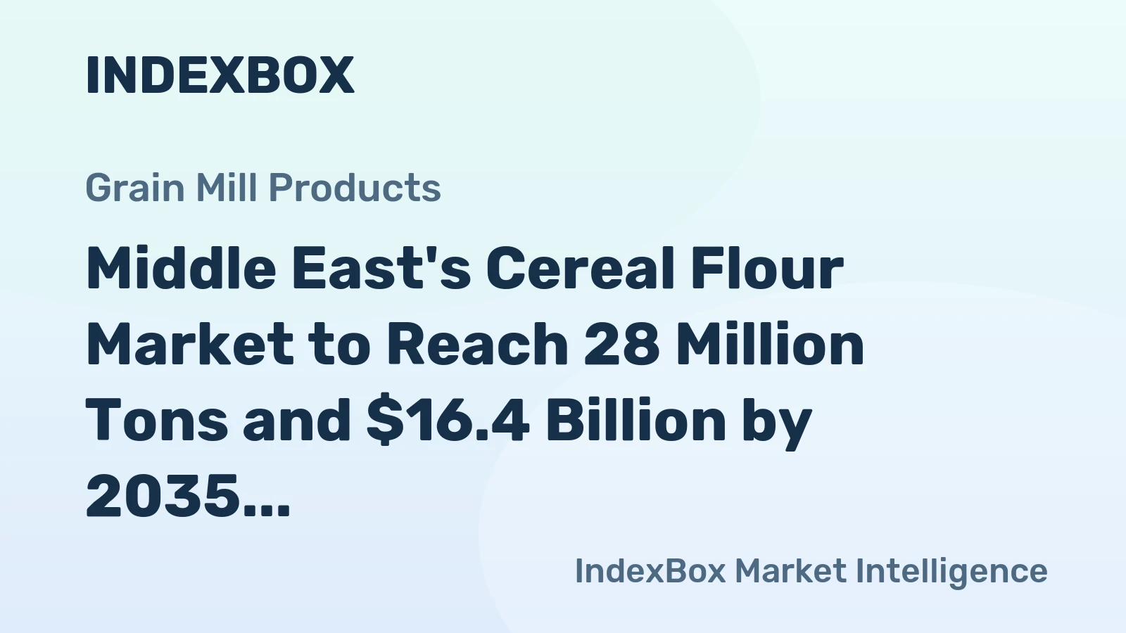 Middle East's Cereal Flour Market to Reach 28 Million Tons and $16.4 Billion by 2035