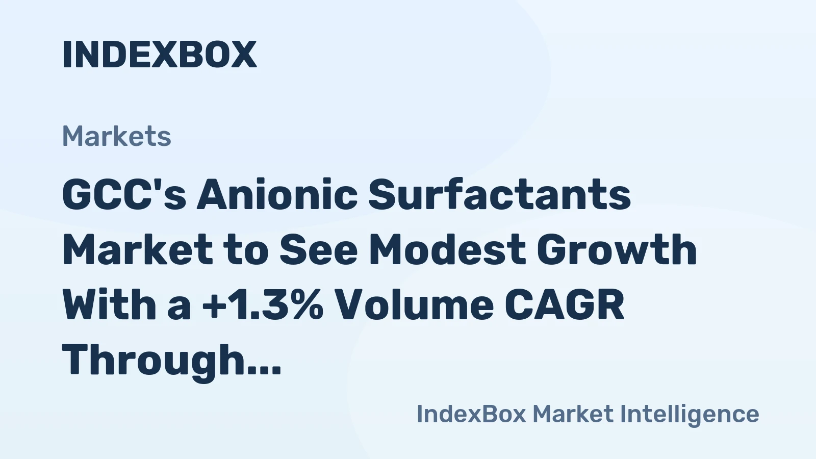 GCC's Anionic Surfactants Market to See Modest Growth With a +1.3% Volume CAGR Through 2035