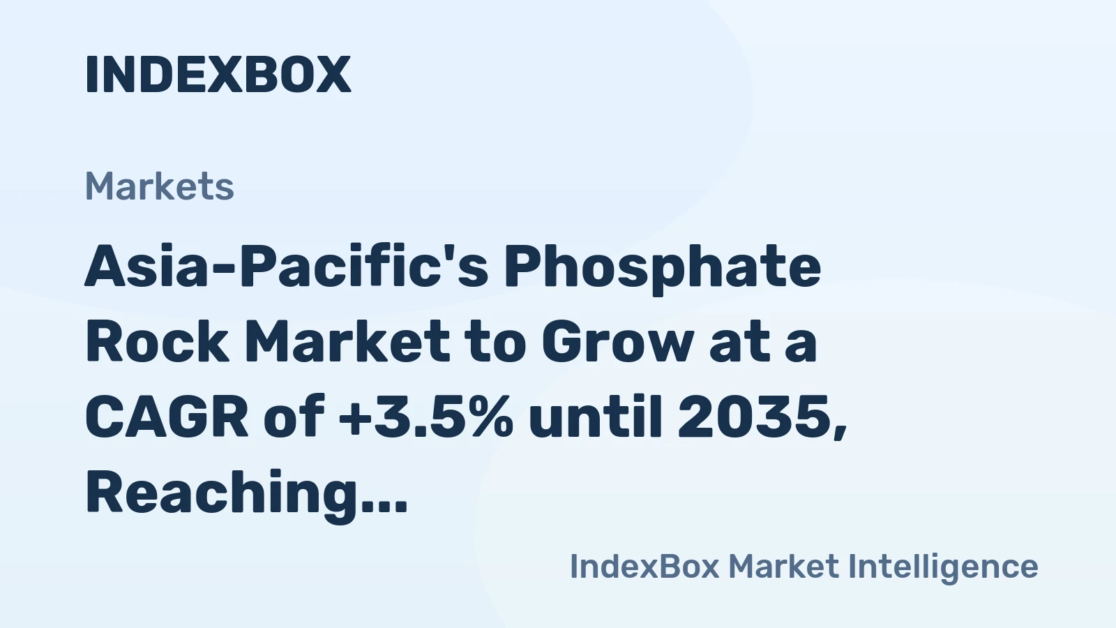 Asia-Pacific's Phosphate Rock Market to Grow at a CAGR of +3.5% until 2035, Reaching $96.1B in Value