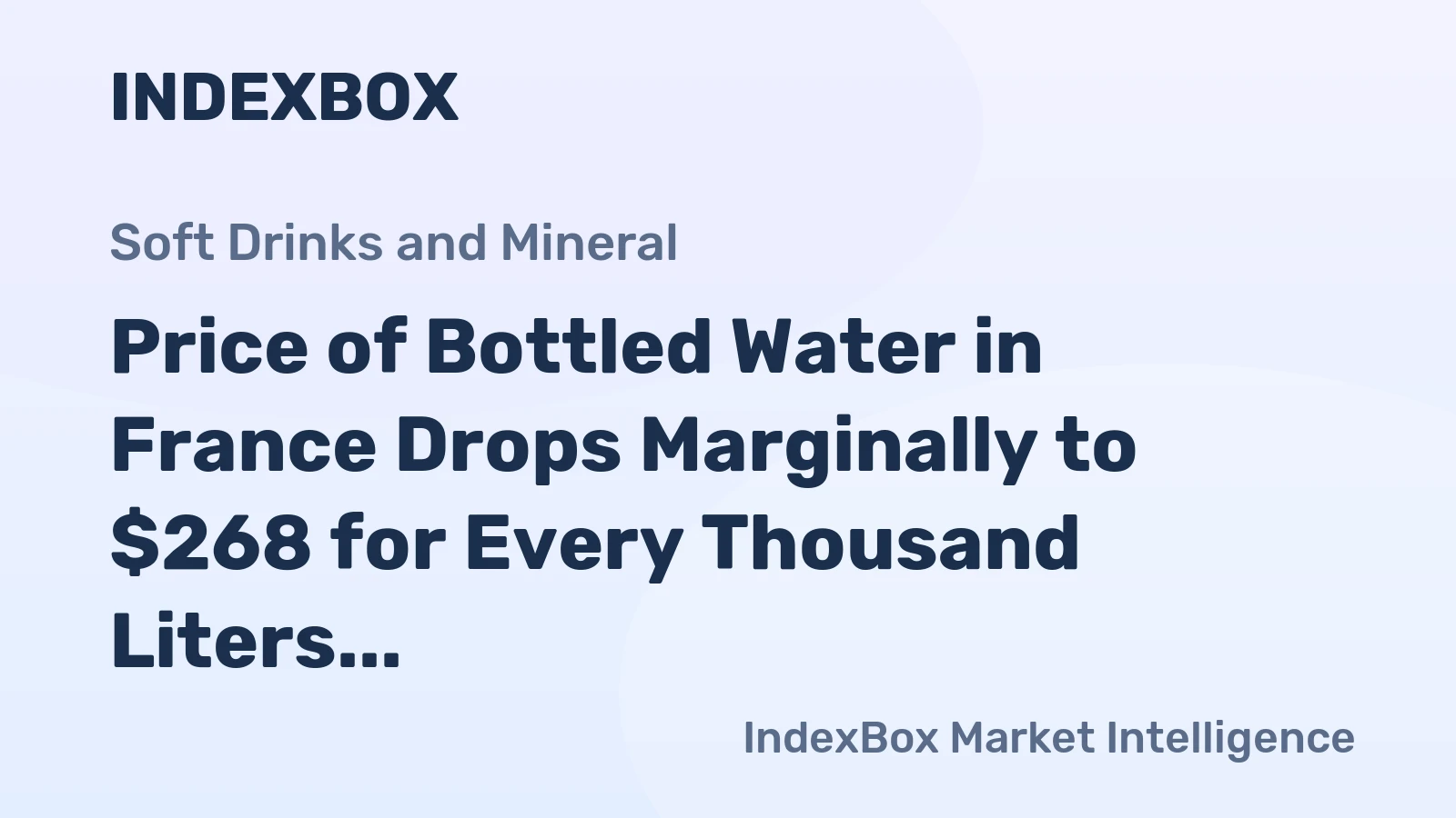 Price of Bottled Water in France Drops Marginally to $268 for Every Thousand Liters