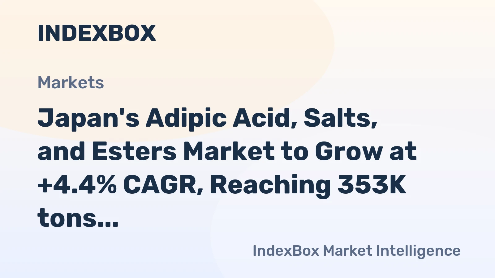 Japan's Adipic Acid, Salts, and Esters Market to Grow at +4.4% CAGR, Reaching 353K tons by 2035, Valued at $1B