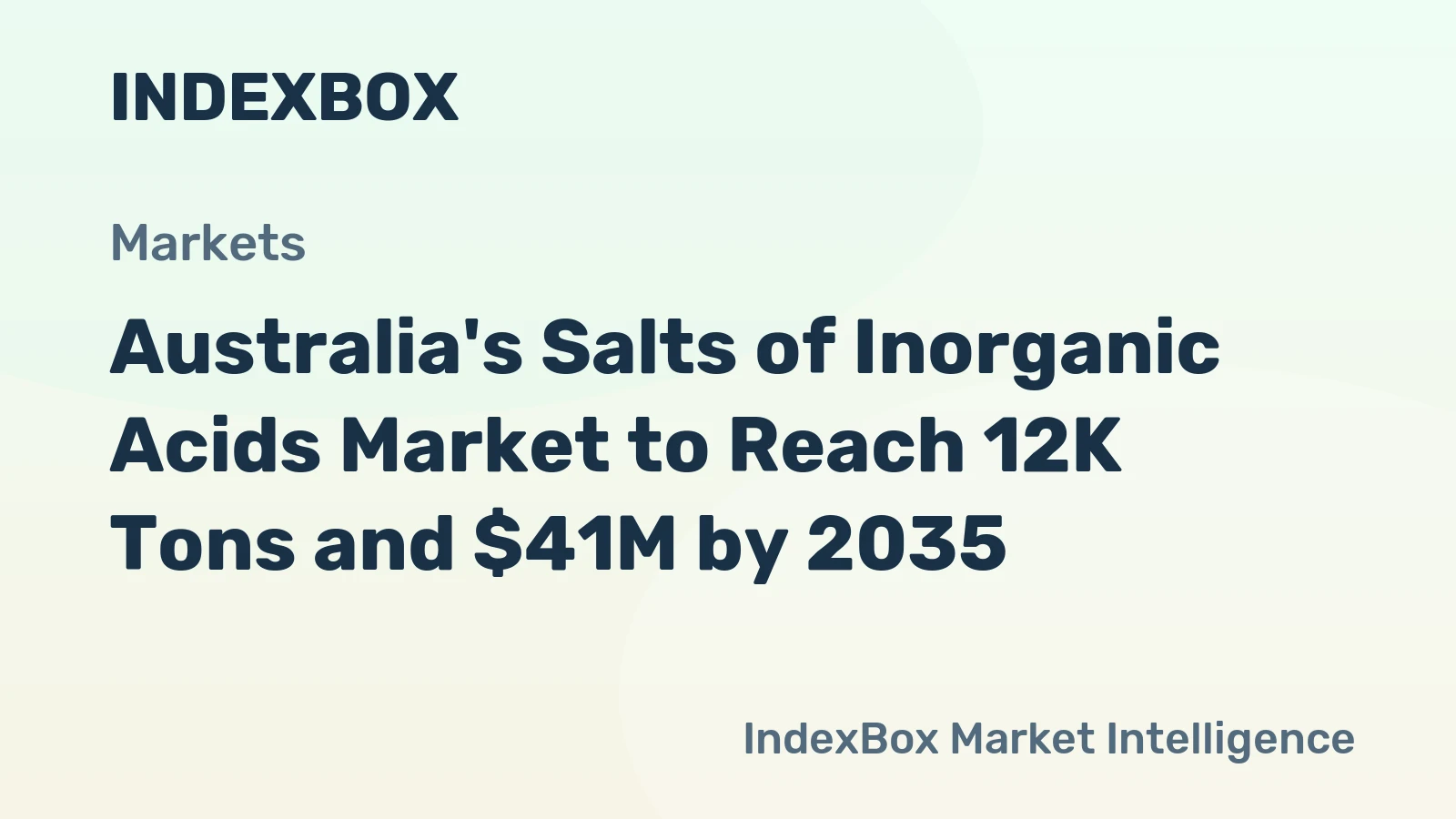 Australia's Salts of Inorganic Acids Market to Reach 12K Tons and $41M by 2035