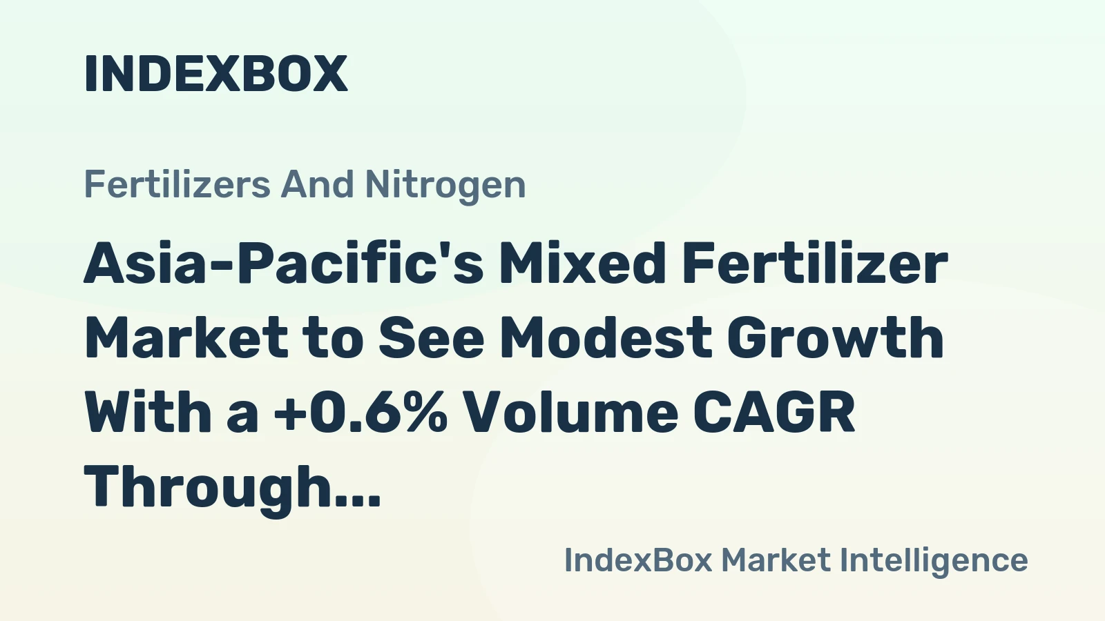 Asia-Pacific's Mixed Fertilizer Market to See Modest Growth With a +0.6% Volume CAGR Through 2035