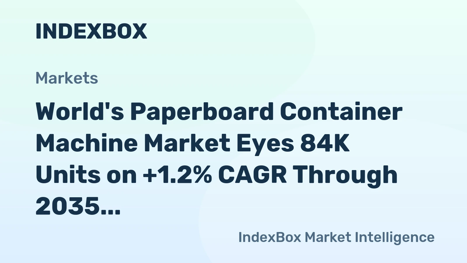 World's Paperboard Container Machine Market Eyes 84K Units on +1.2% CAGR Through 2035 After 2024 Contraction