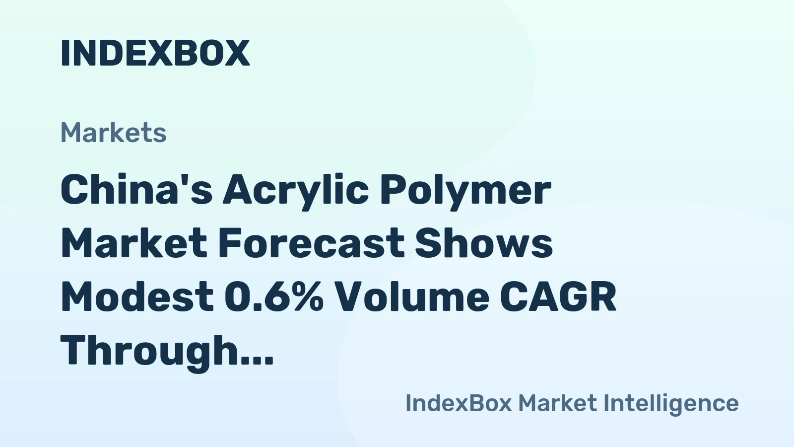China's Acrylic Polymer Market Forecast Shows Modest 0.6% Volume CAGR Through 2035
