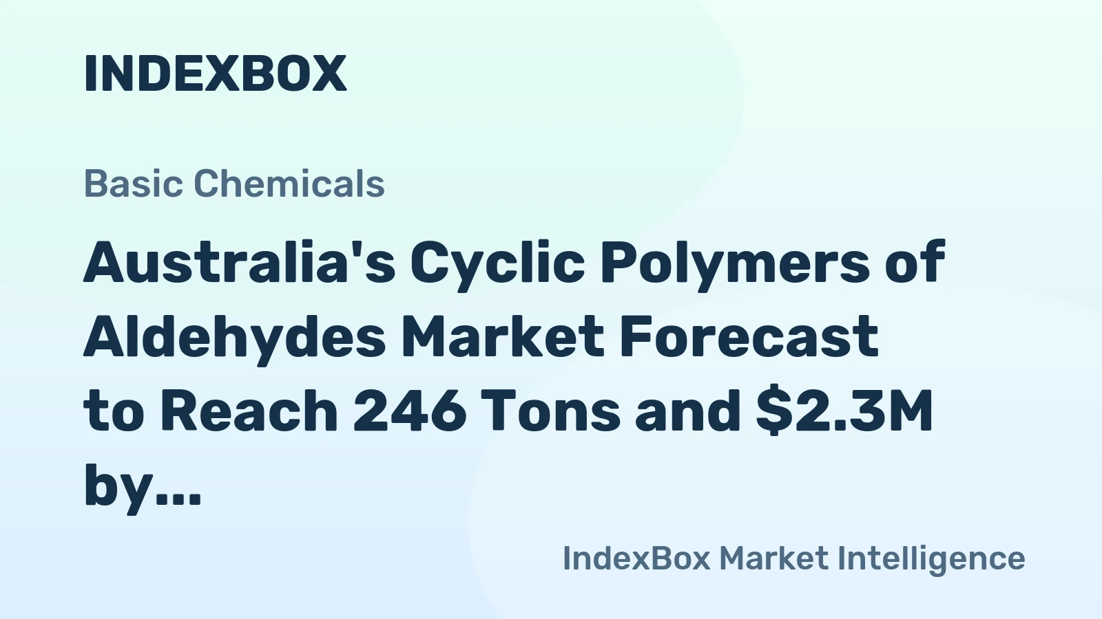 Australia's Cyclic Polymers of Aldehydes Market Forecast to Reach 246 Tons and $2.3M by 2035