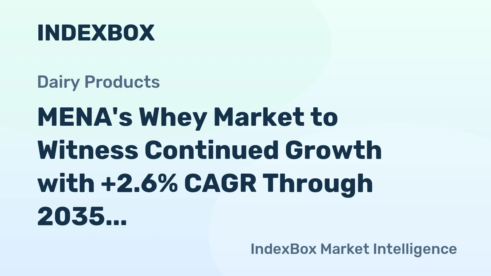 MENA's Whey Market to Witness Continued Growth with +2.6% CAGR Through 2035