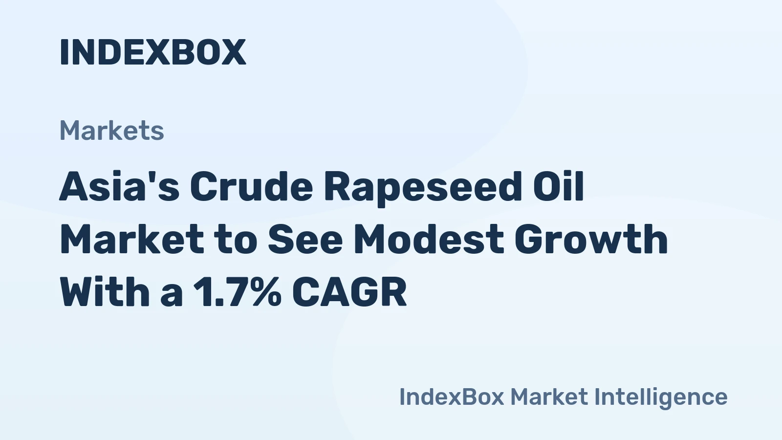 Asia's Crude Rapeseed Oil Market to See Modest Growth With a 1.7% CAGR