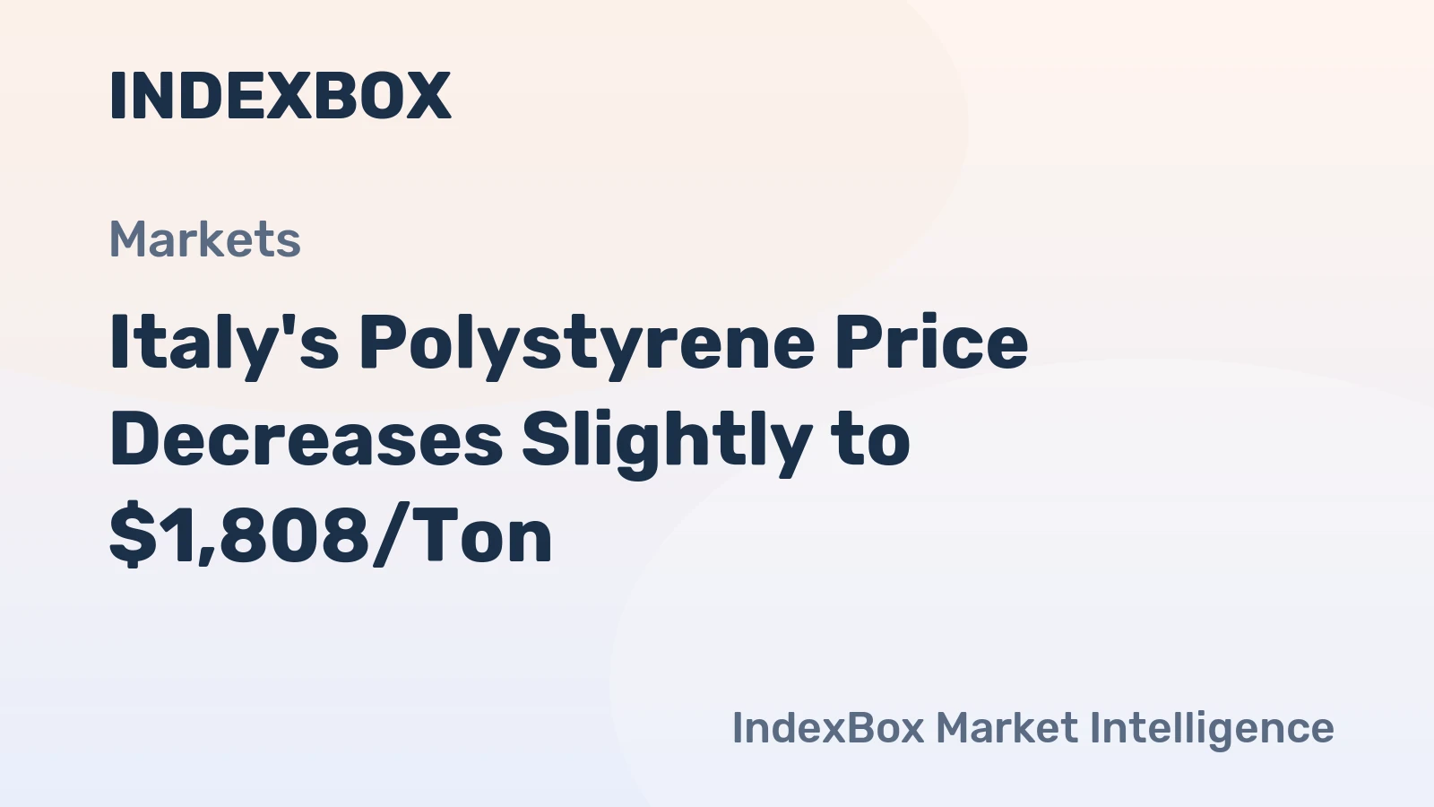 Italy's Polystyrene Price Decreases Slightly to $1,808/Ton