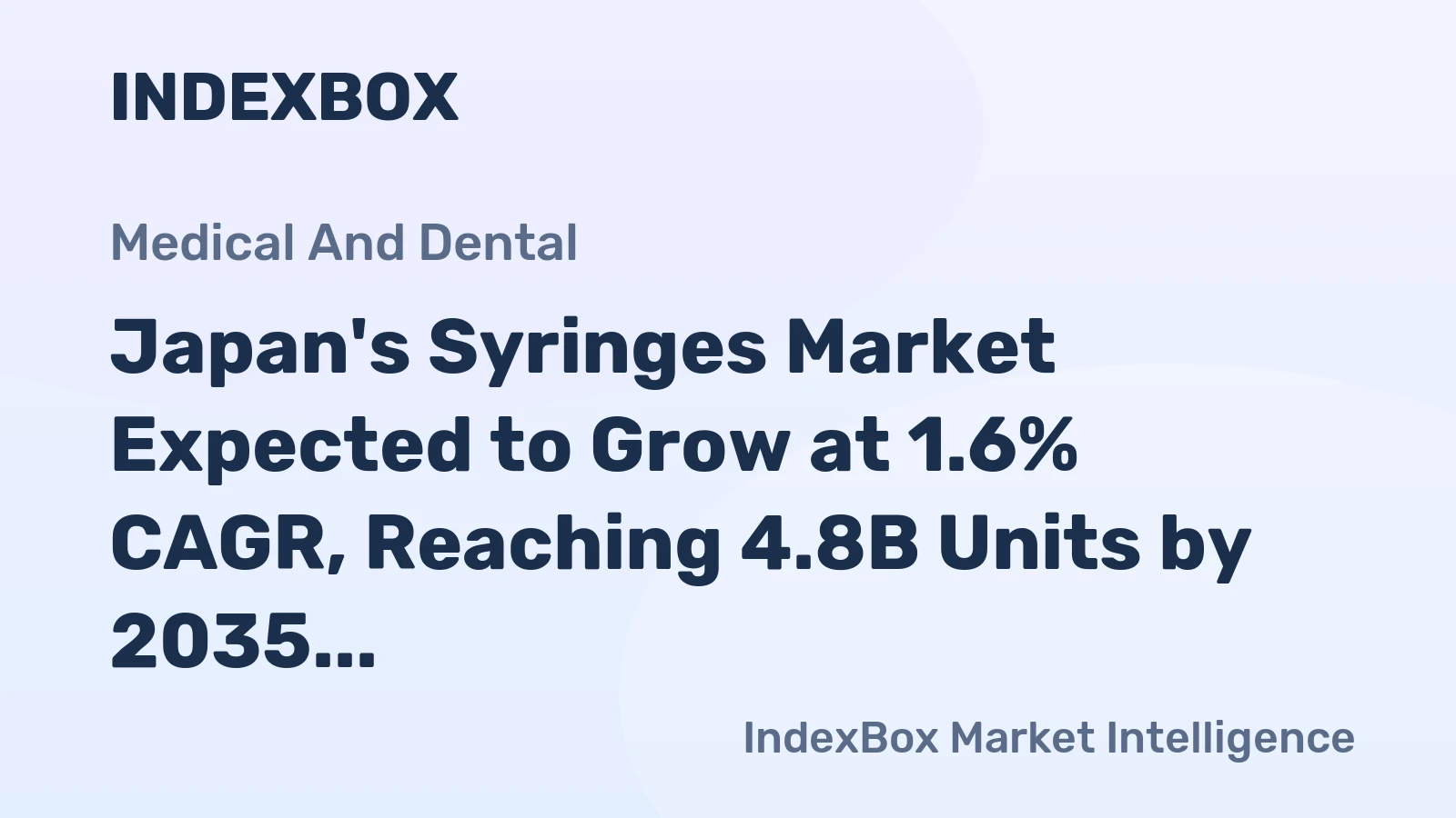 Japan's Syringes Market Expected to Grow at 1.6% CAGR, Reaching 4.8B Units by 2035