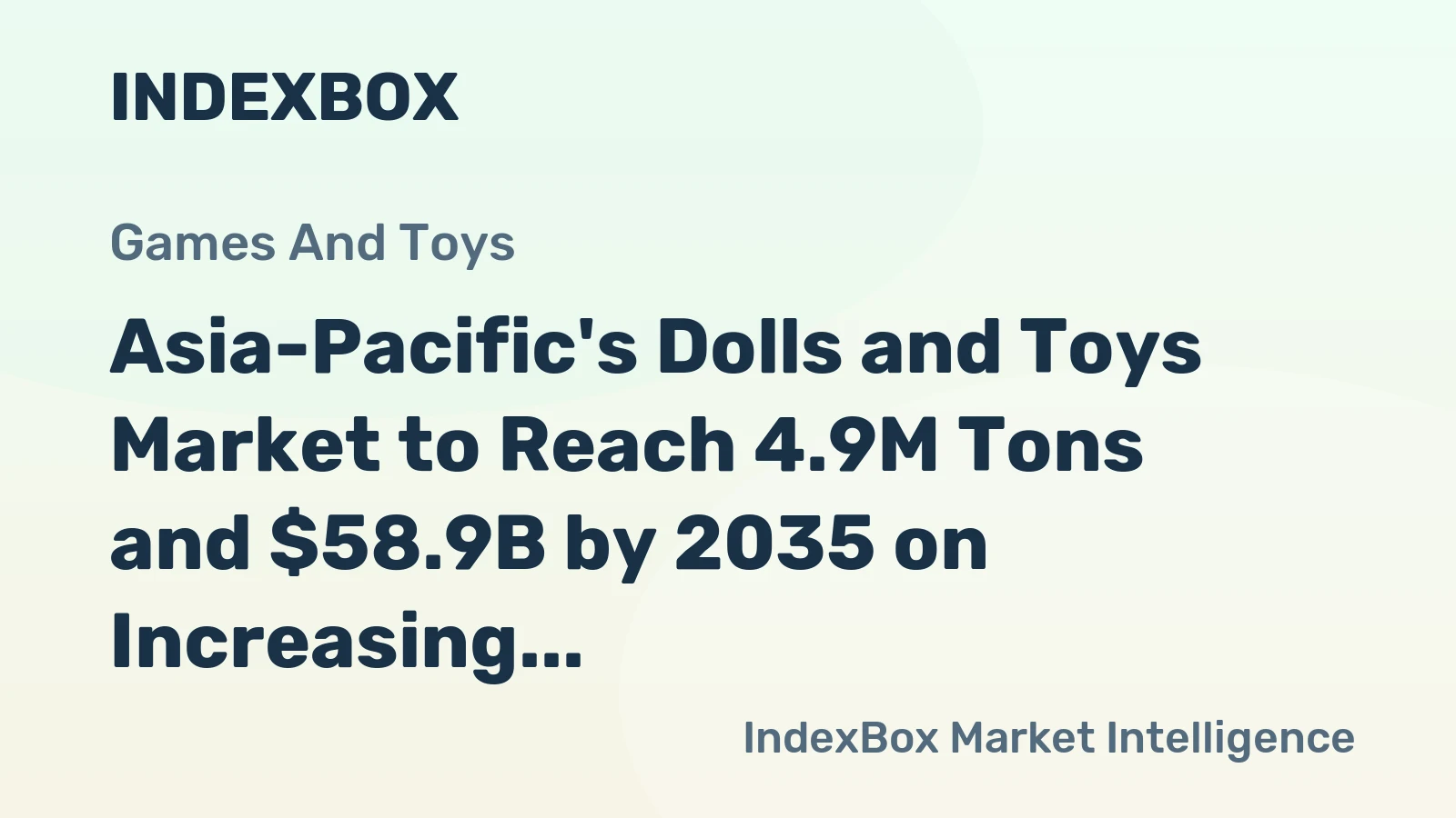Asia-Pacific's Dolls and Toys Market to Reach 4.9M Tons and $58.9B by 2035 on Increasing Demand