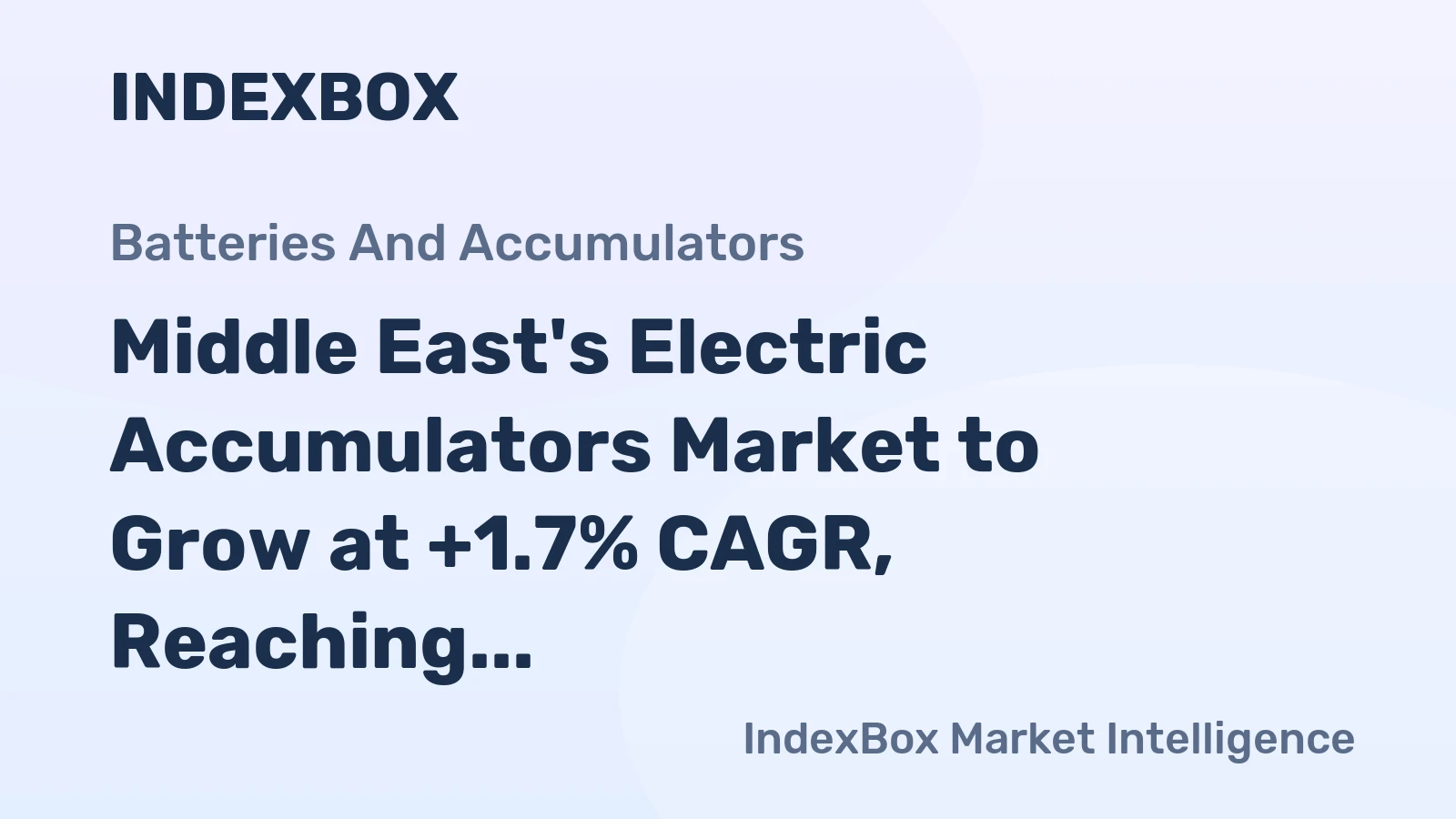 Middle East's Electric Accumulators Market to Grow at +1.7% CAGR, Reaching $8.5B by 2035