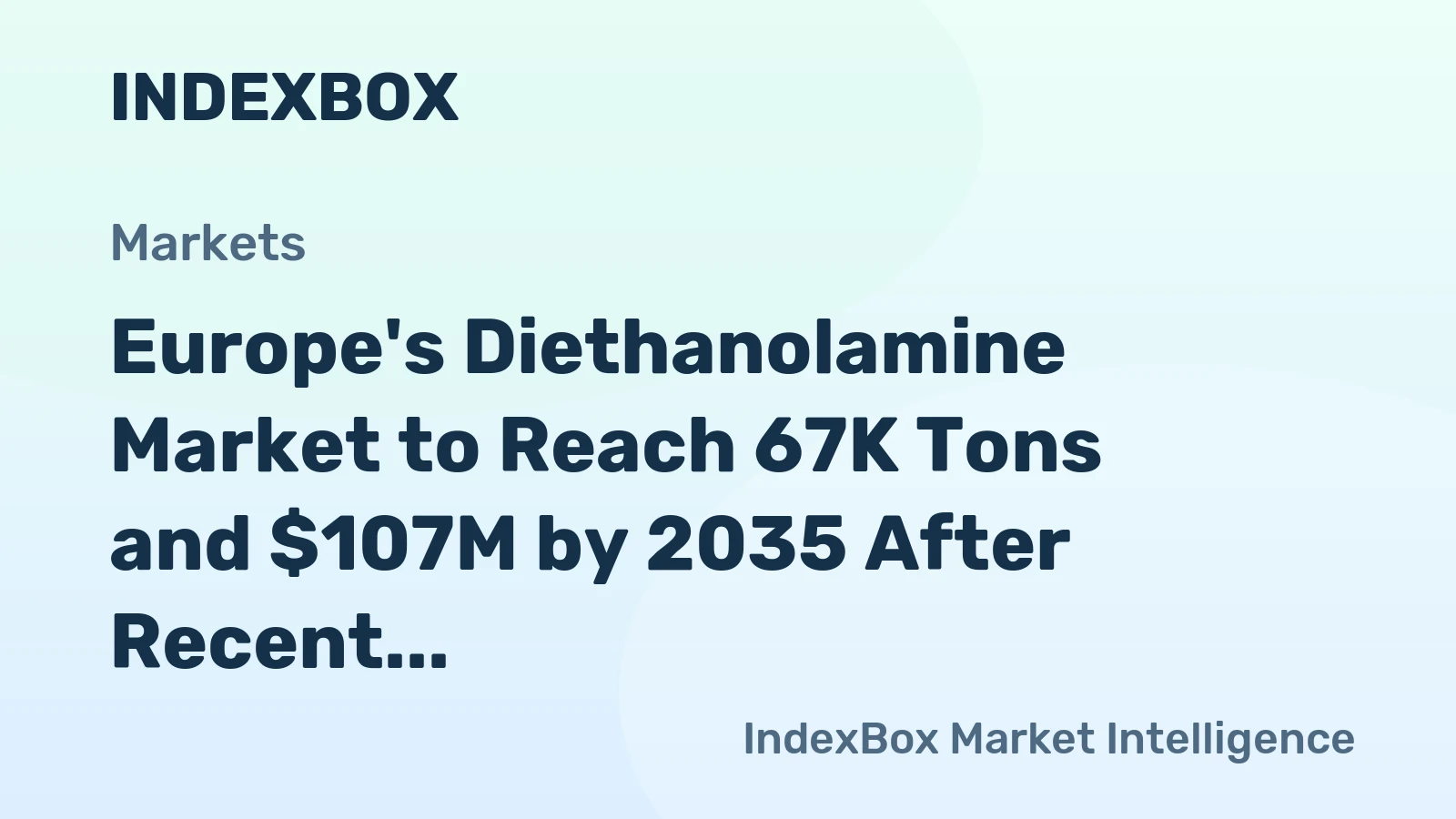 Europe's Diethanolamine Market to Reach 67K Tons and $107M by 2035 After Recent Contraction