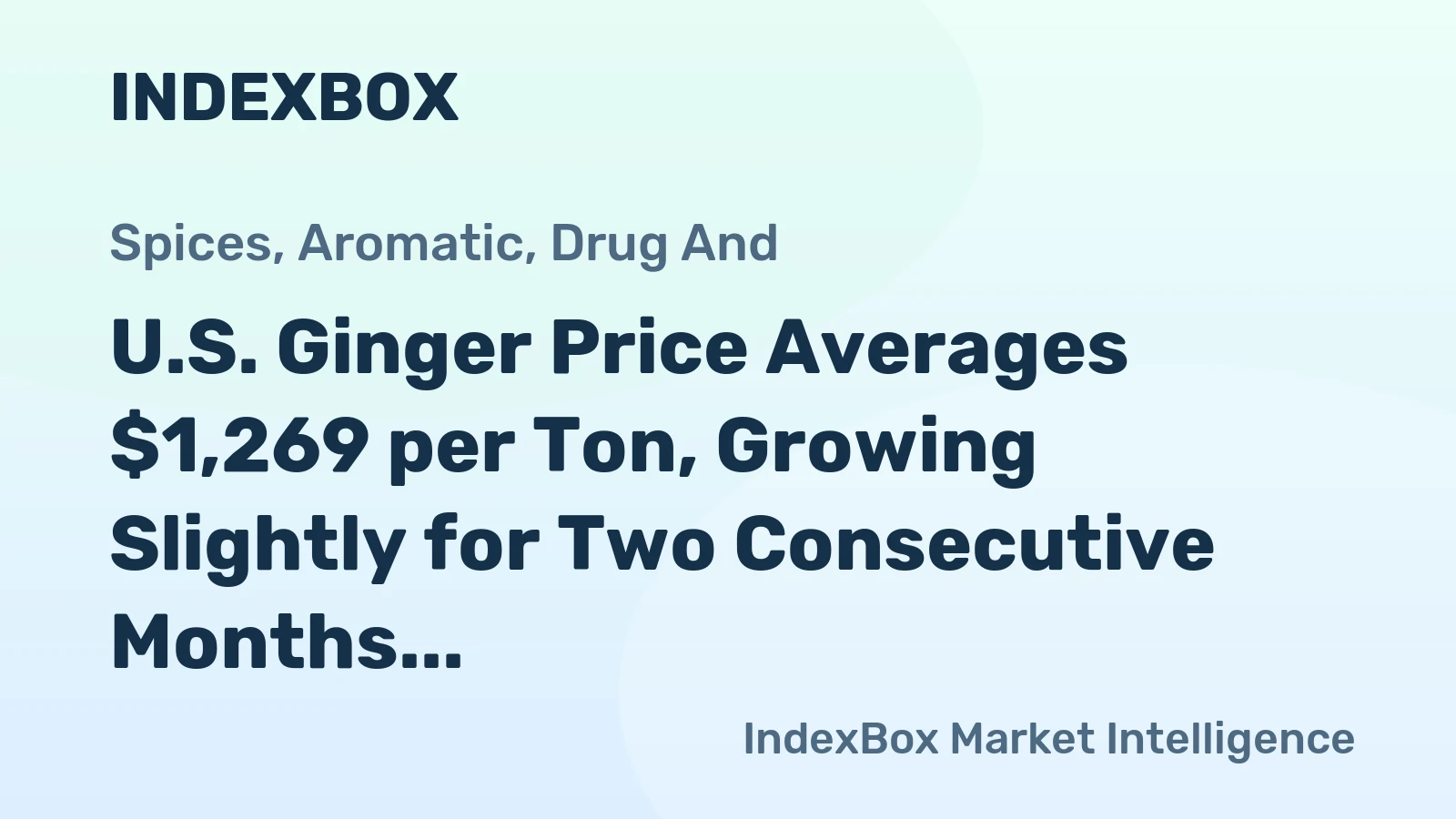 U.S. Ginger Price Averages $1,269 per Ton, Growing Slightly for Two Consecutive Months