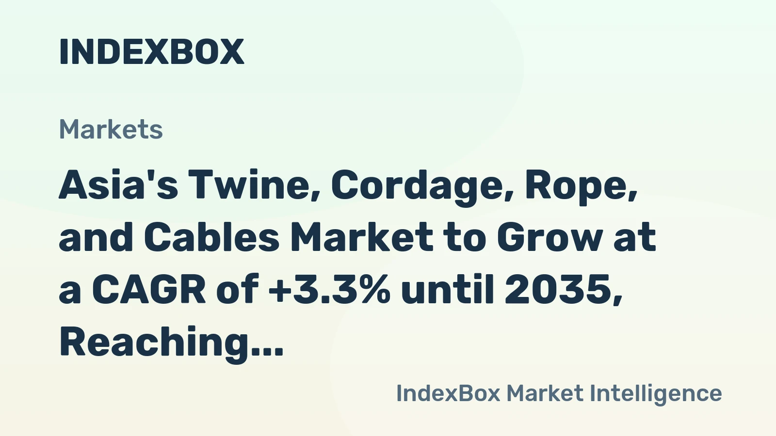 Asia's Twine, Cordage, Rope, and Cables Market to Grow at a CAGR of +3.3% until 2035, Reaching $7.1B in Value