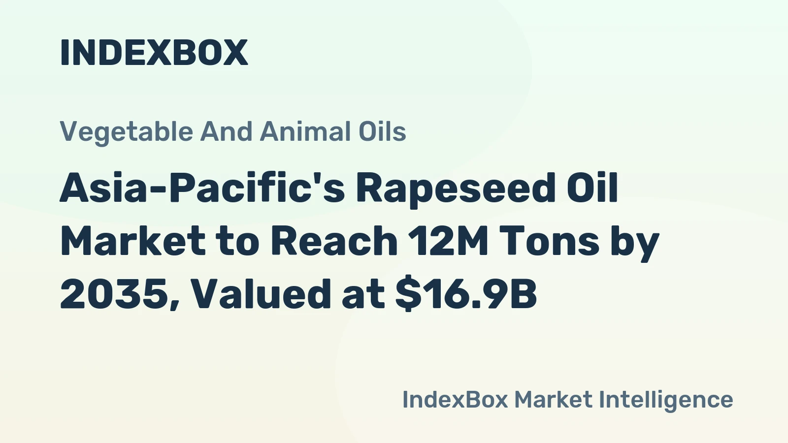Asia-Pacific's Rapeseed Oil Market to Reach 12M Tons by 2035, Valued at $16.9B