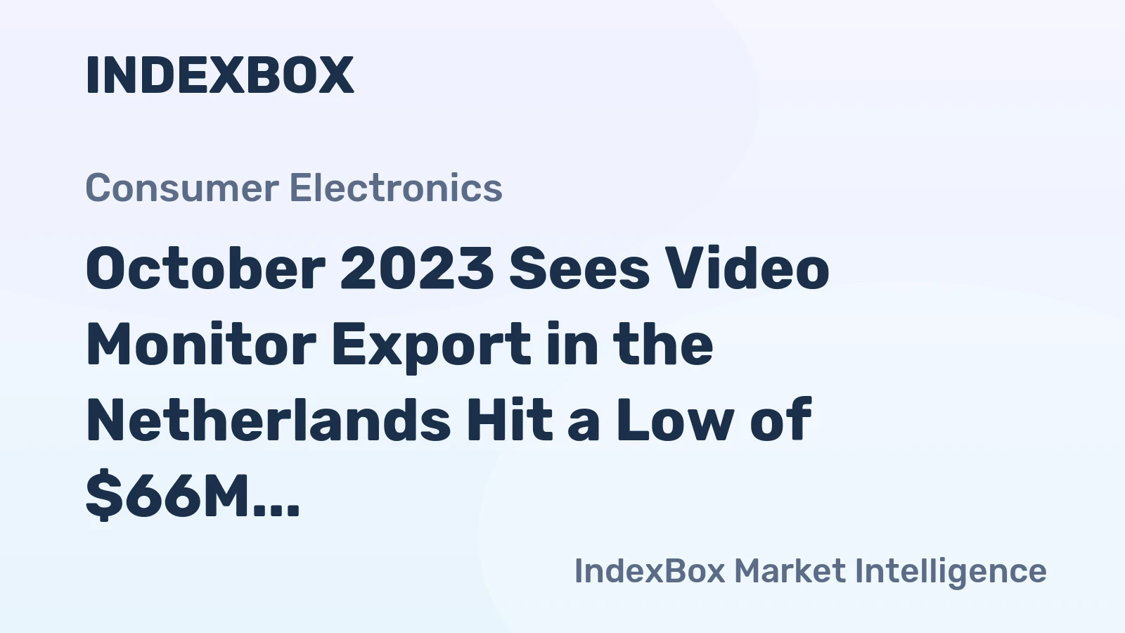 October 2023 Sees Video Monitor Export in the Netherlands Hit a Low of $66M