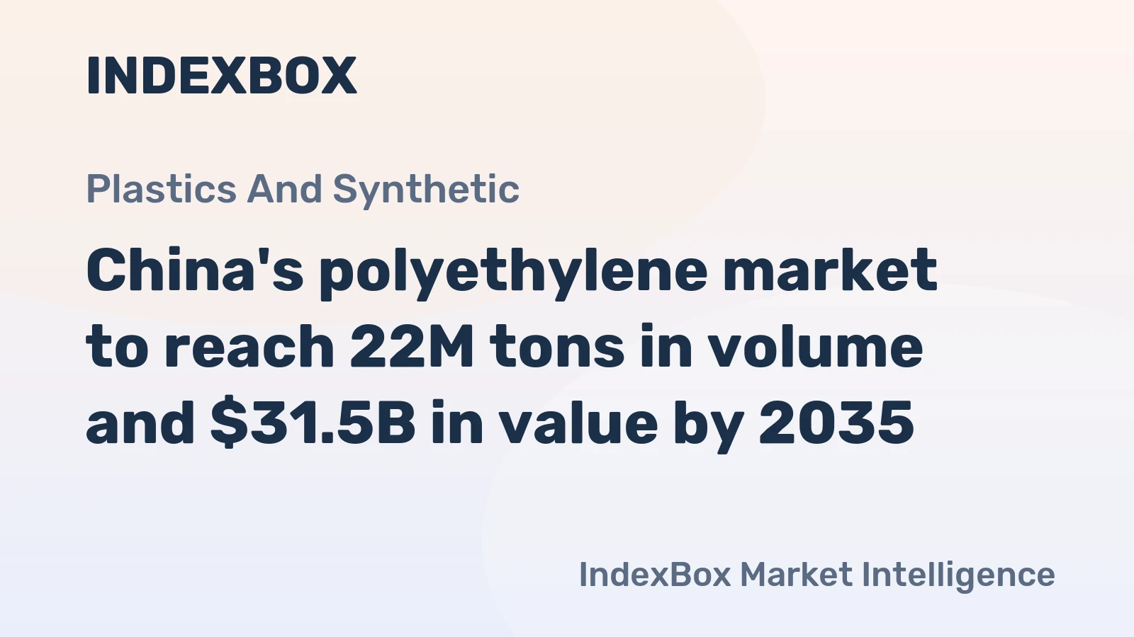 China's polyethylene market to reach 22M tons in volume and $31.5B in value by 2035