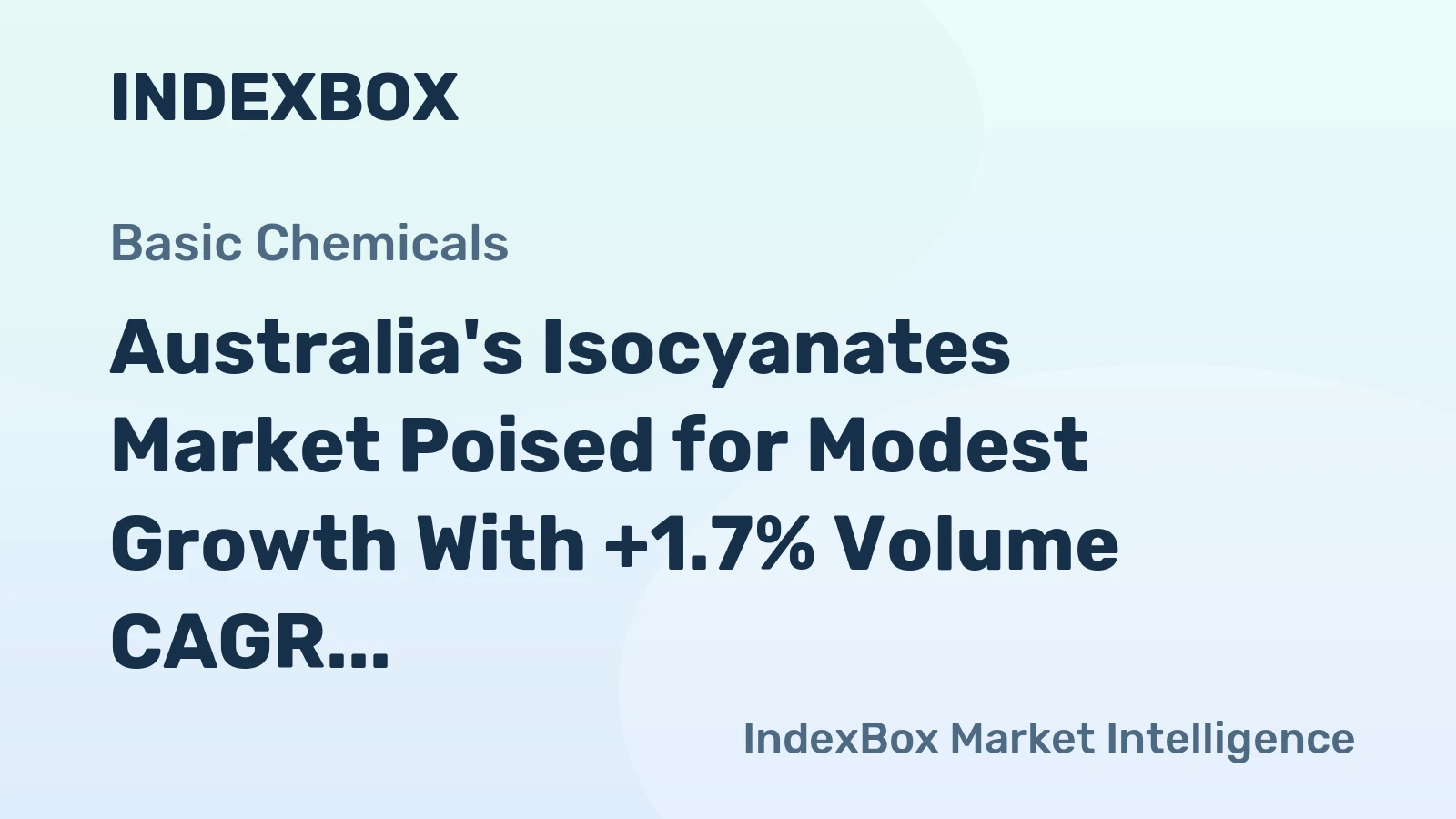 Australia's Isocyanates Market Poised for Modest Growth With +1.7% Volume CAGR Through 2035