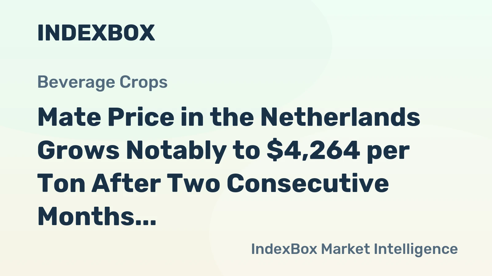 Mate Price in the Netherlands Grows Notably to $4,264 per Ton After Two Consecutive Months of Increase