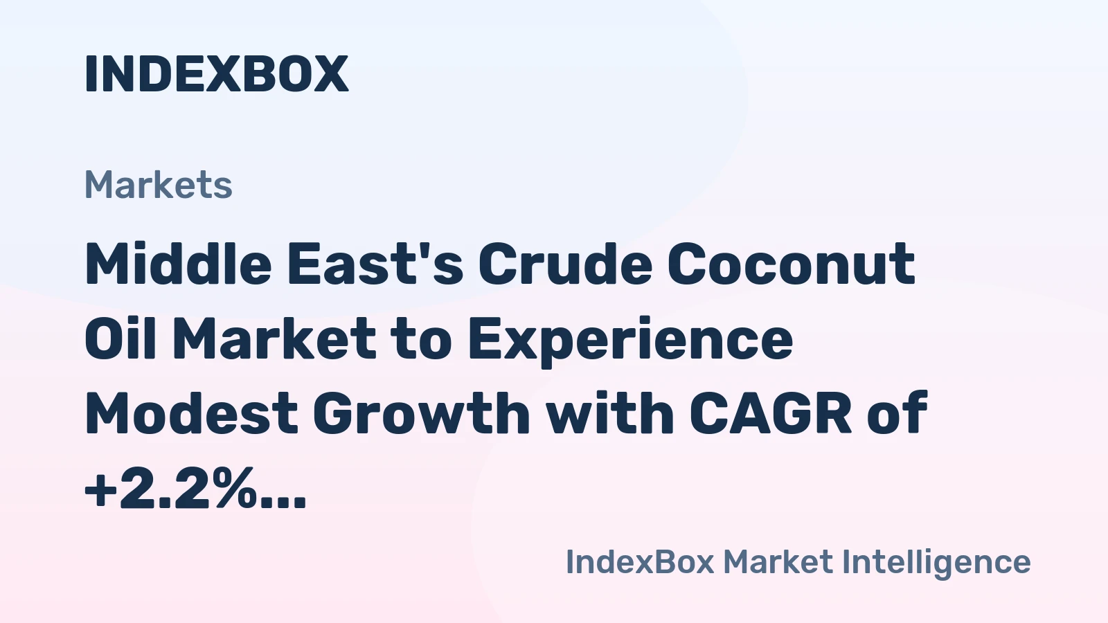 Middle East's Crude Coconut Oil Market to Experience Modest Growth with CAGR of +2.2%