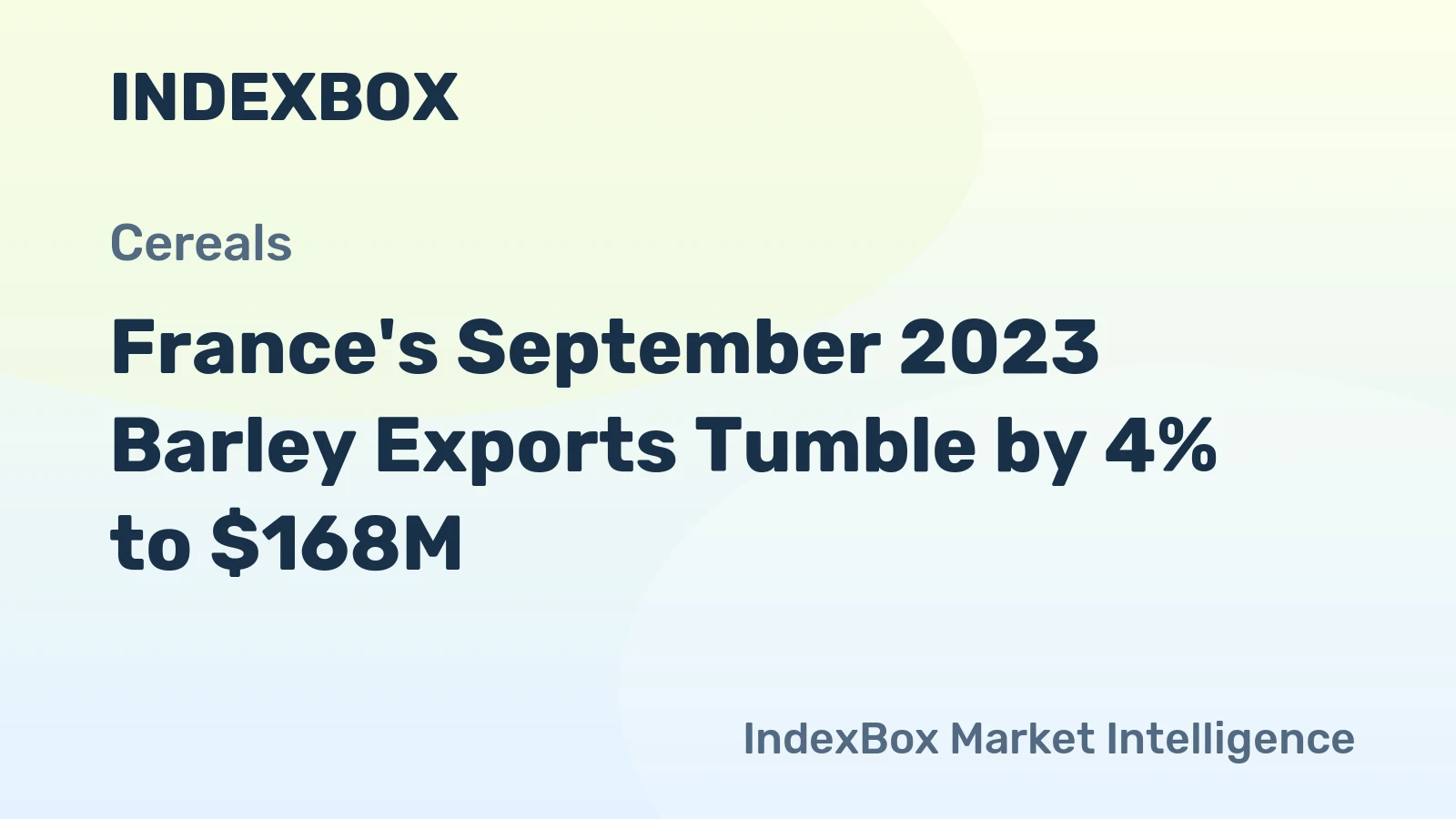 France's September 2023 Barley Exports Tumble by 4% to $168M.
