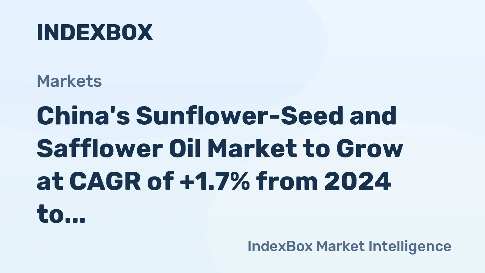 China's Sunflower-Seed and Safflower Oil Market to Grow at CAGR of +1.7% from 2024 to 2035