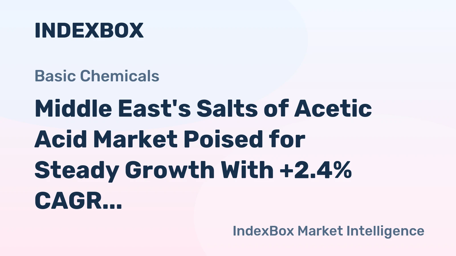 Middle East's Salts of Acetic Acid Market Poised for Steady Growth With +2.4% CAGR in Value