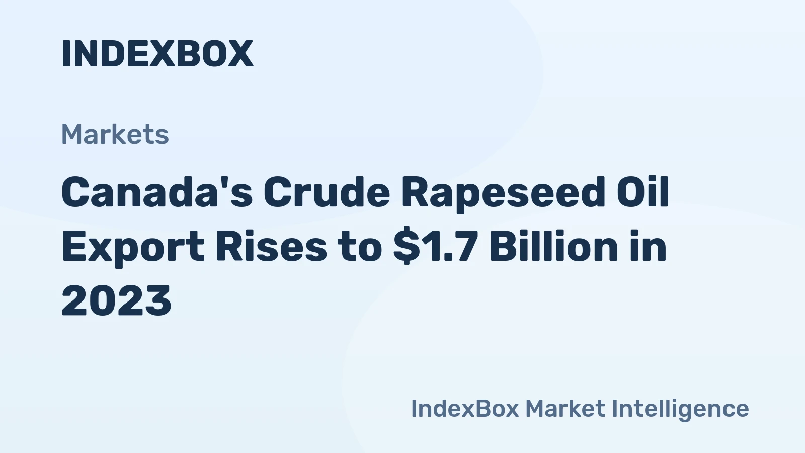 Canada's Crude Rapeseed Oil Export Rises to $1.7 Billion in 2023