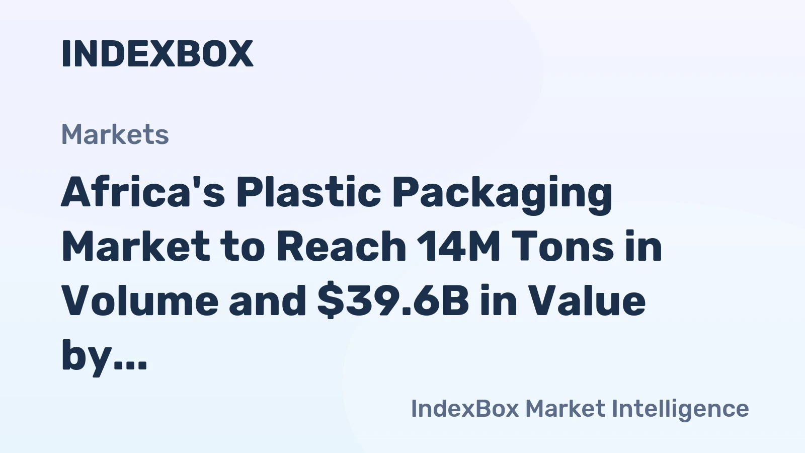 Africa's Plastic Packaging Market to Reach 14M Tons in Volume and $39.6B in Value by 2035