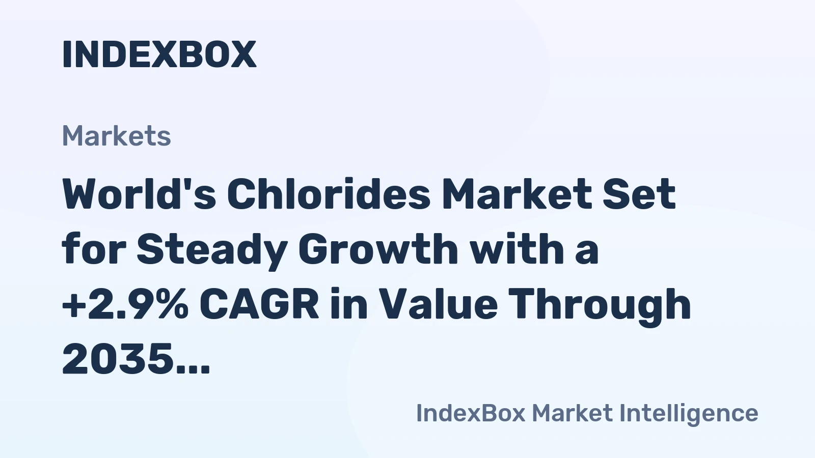 World's Chlorides Market Set for Steady Growth with a +2.9% CAGR in Value Through 2035