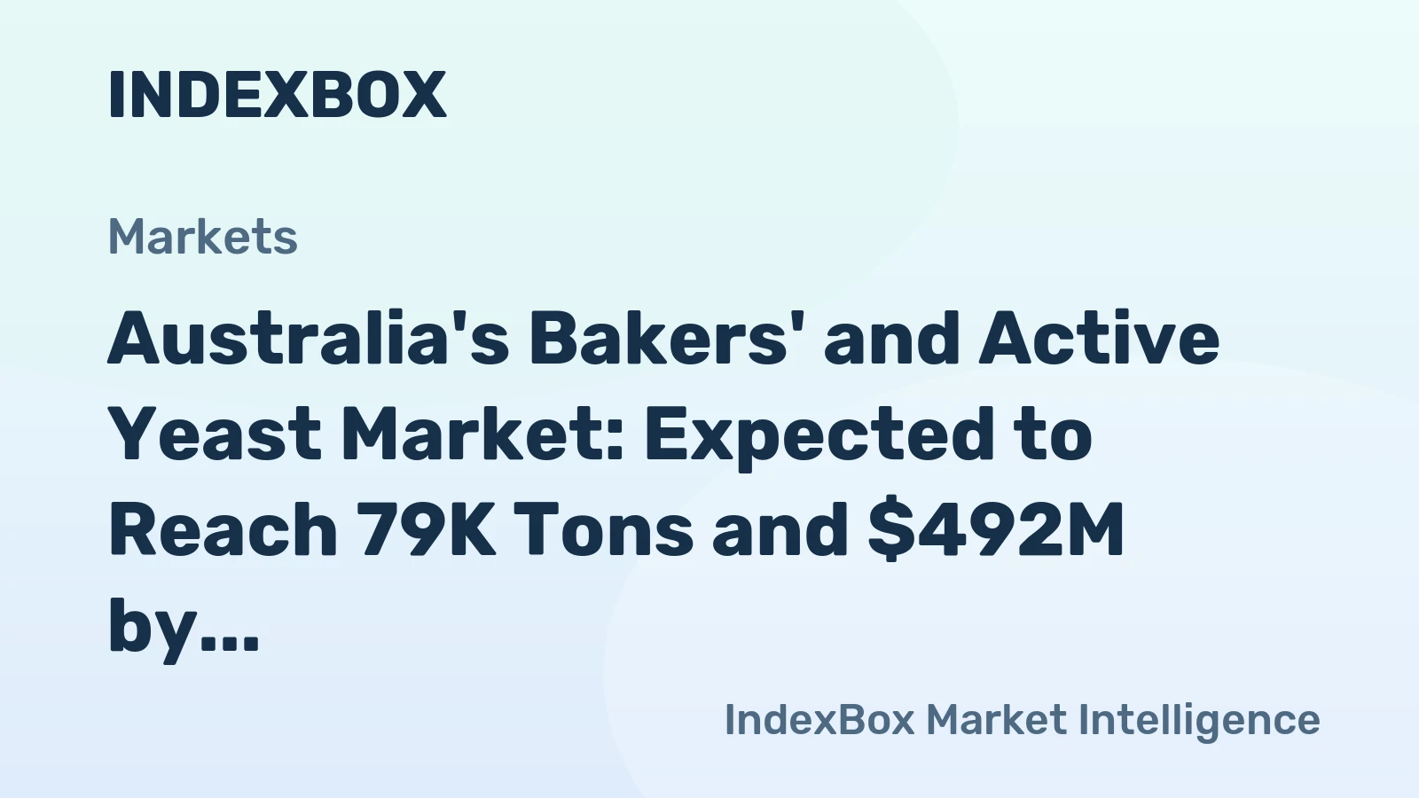 Australia's Bakers' and Active Yeast Market: Expected to Reach 79K Tons and $492M by 2035