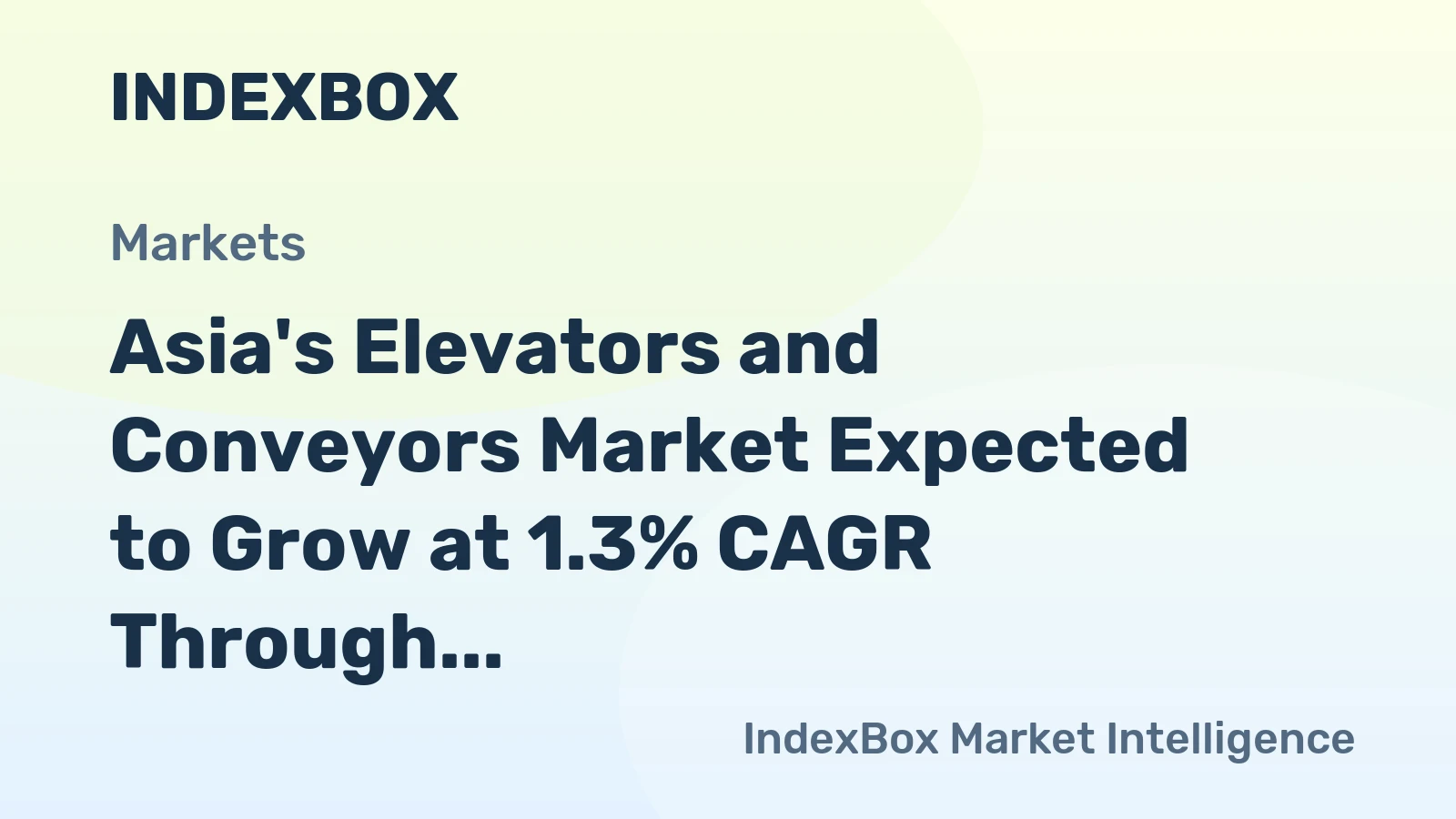Asia's Elevators and Conveyors Market Expected to Grow at 1.3% CAGR Through 2035